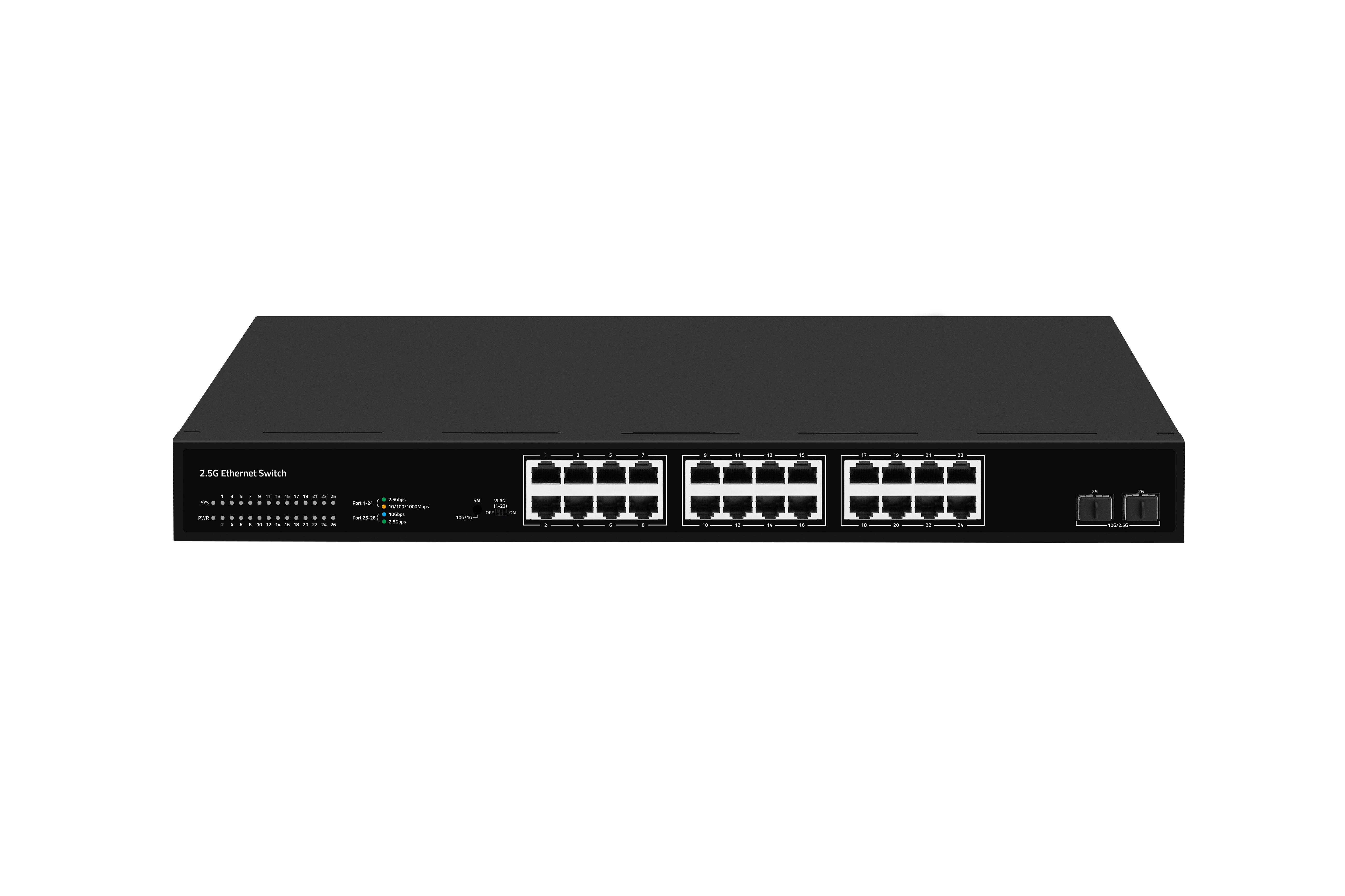 24 Port 2.5G Ethernet Switch 10G Fiber Uplinks Unmanaged Multi-Gigabit ...